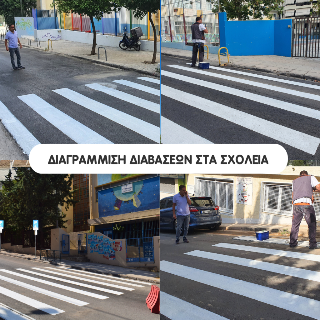 Συνεχίζεται η διαγράμμιση των διαβάσεων πεζών έξω από τα σχολεία του ...